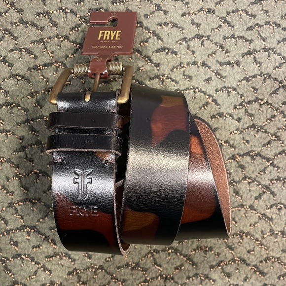 Frye | Accessories | Frye Mens Panel Camo Brown Black Leather Belt Nwt ...
